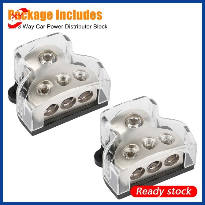 XY 2Pcs Amplifier Power Distribution Block 1 x 0 Gauge In 3 x 4 Gauge ...