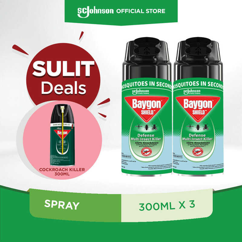 Shield Baygon Defense Multi-Insect Twin + Cockroach Killer Aerosol ...