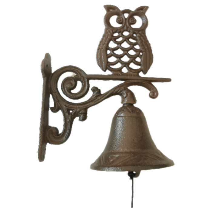 Sublimation Door Bell Owl Figurine Cast Iron Decorative Doorbell Brown ...