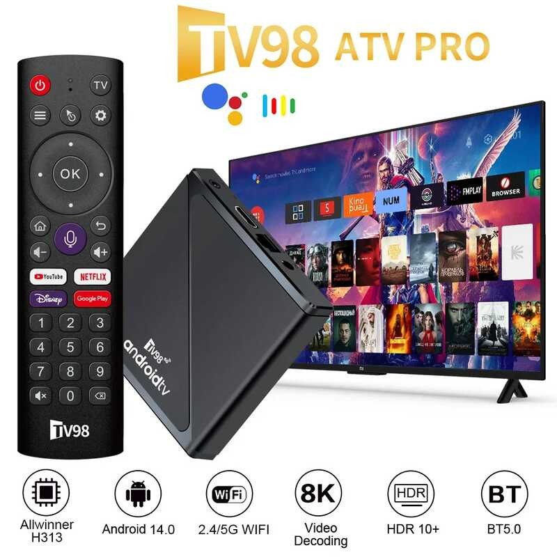 14 Android TV 8K Set Top Box Allwinner H313 HD 4K Quad Core 5G Dual ...