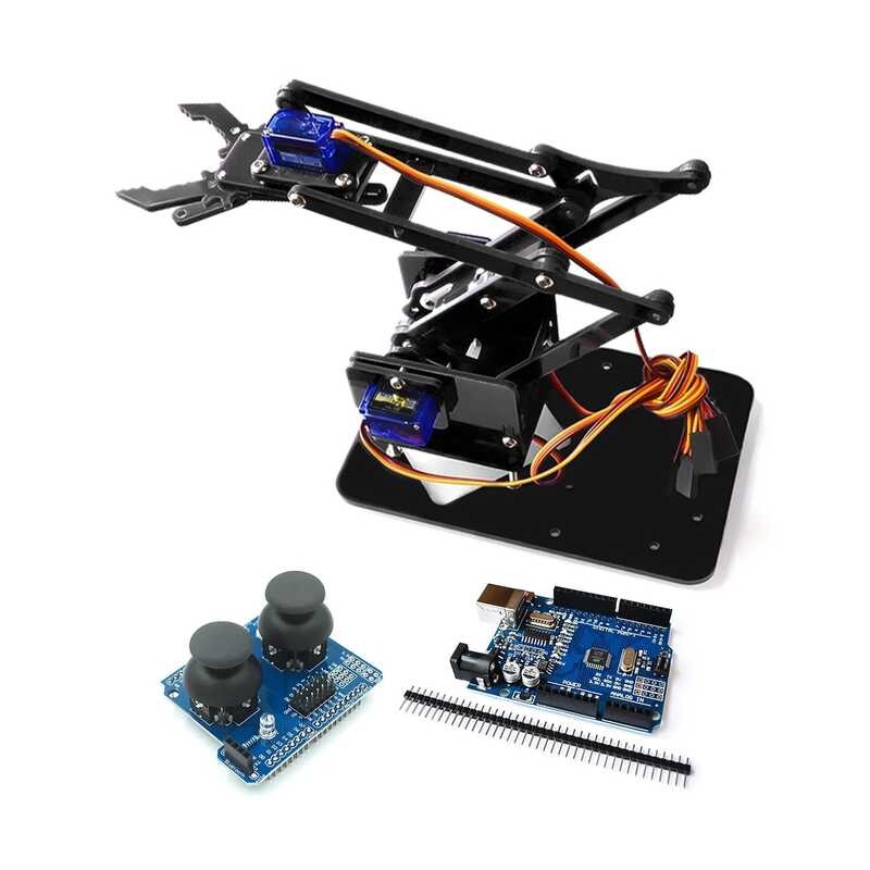 4 SG90 DOF Uembly Acrylic nical Arm Robotic Manipulator Claw For Arduino UNO Learning DIY Kit ...