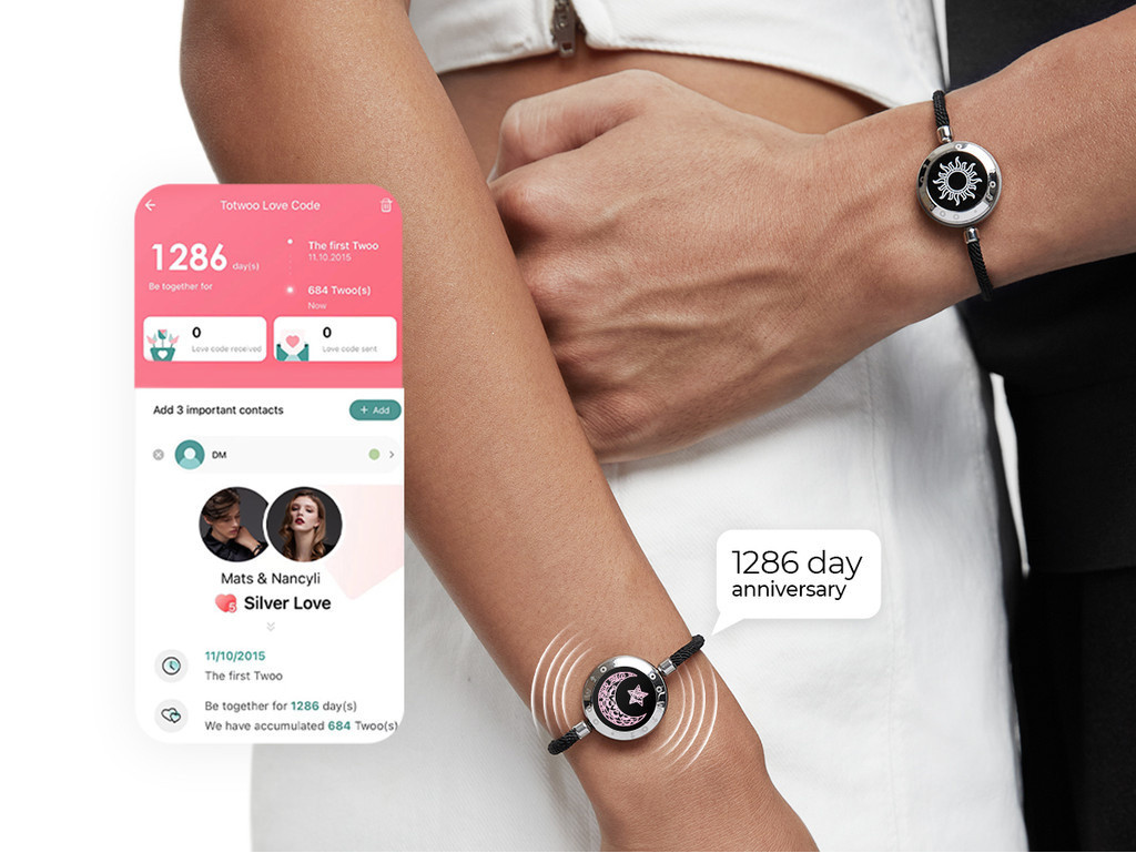 TOTWOO Sun&Moon Long Distance Touch Bracelet for Love Couples Gifts ...