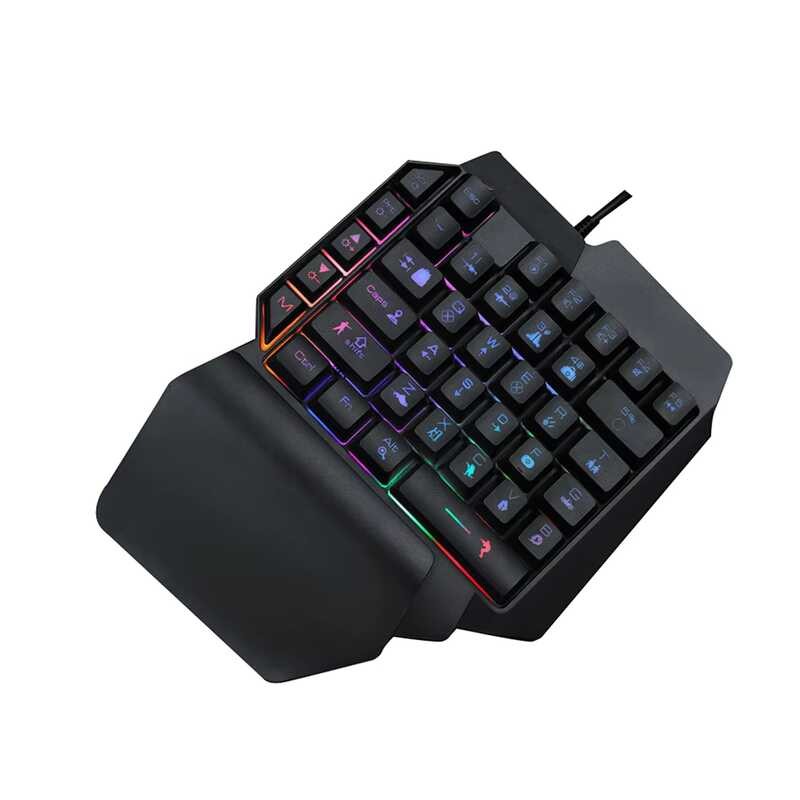 Wired RGB Colorful Ergonomics Game Gaming Keyboard One-Handed For Gamer ...