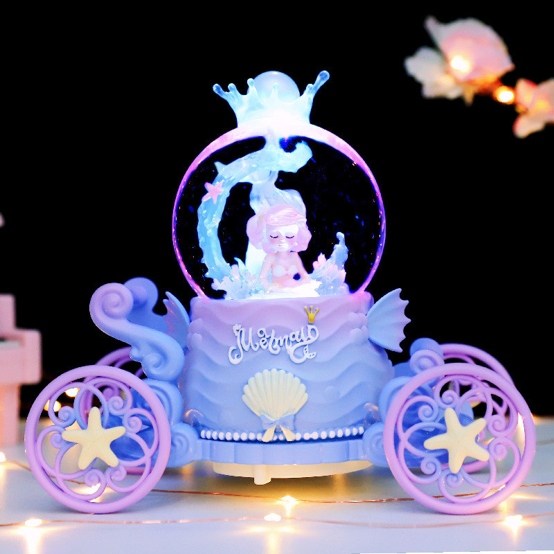 Princess Mermaid Castle Crystal Ball Carousel 8 Music Box Girl Birthday ...