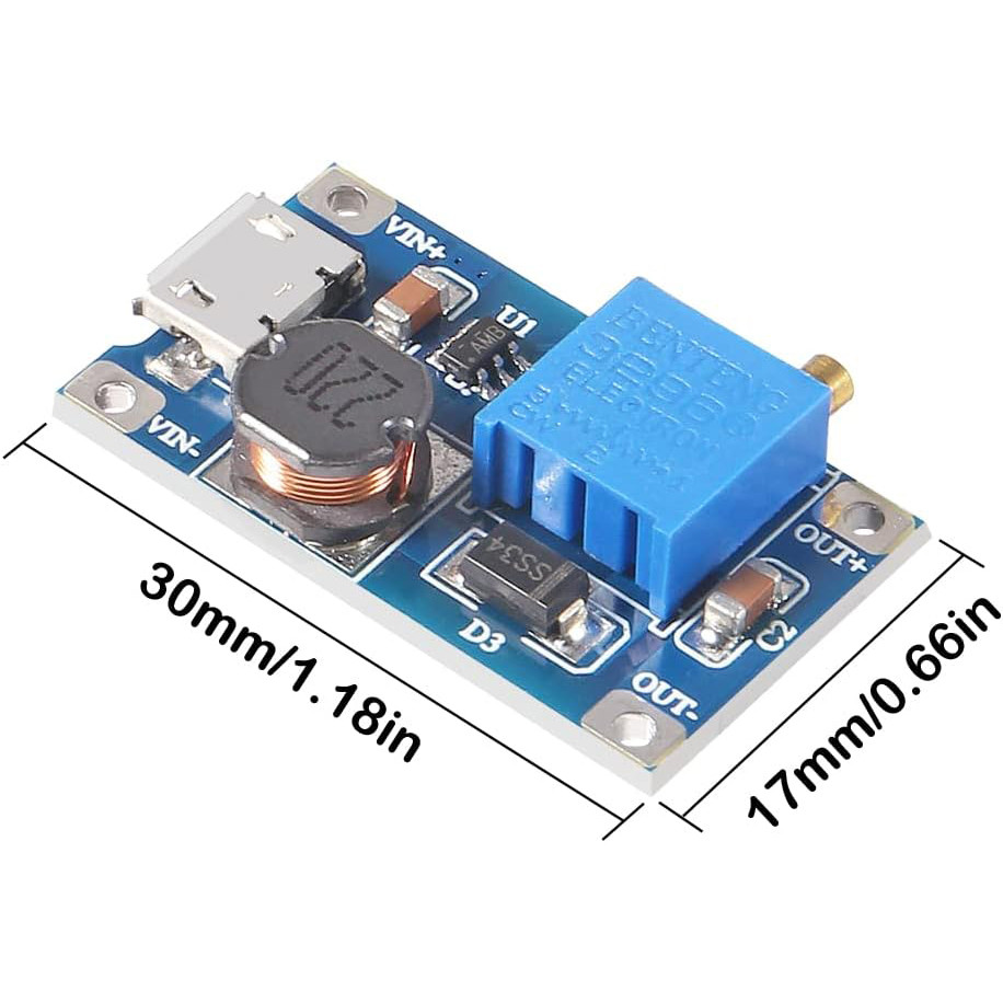 5pcs MT3608 DC-DC Boost Converter 2A Adjustable Step Up Micro USB Voltage Regulator Board 2V-24V ...