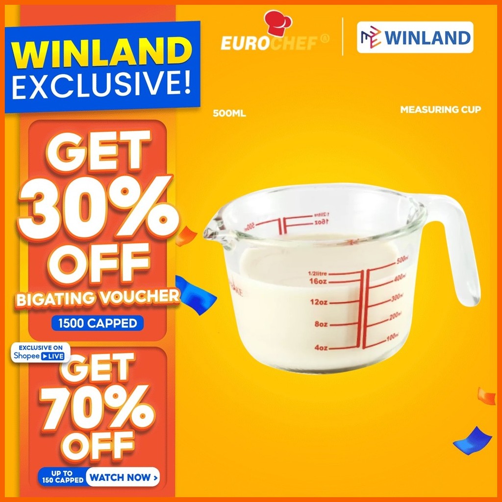 Eurochef by Winland 9500 Borosilicate Measuring Cup 500ml Glass w ...
