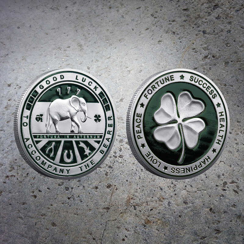 Four Leaf Clover Commemorative Coin, Elephant Commemorative Medal ...