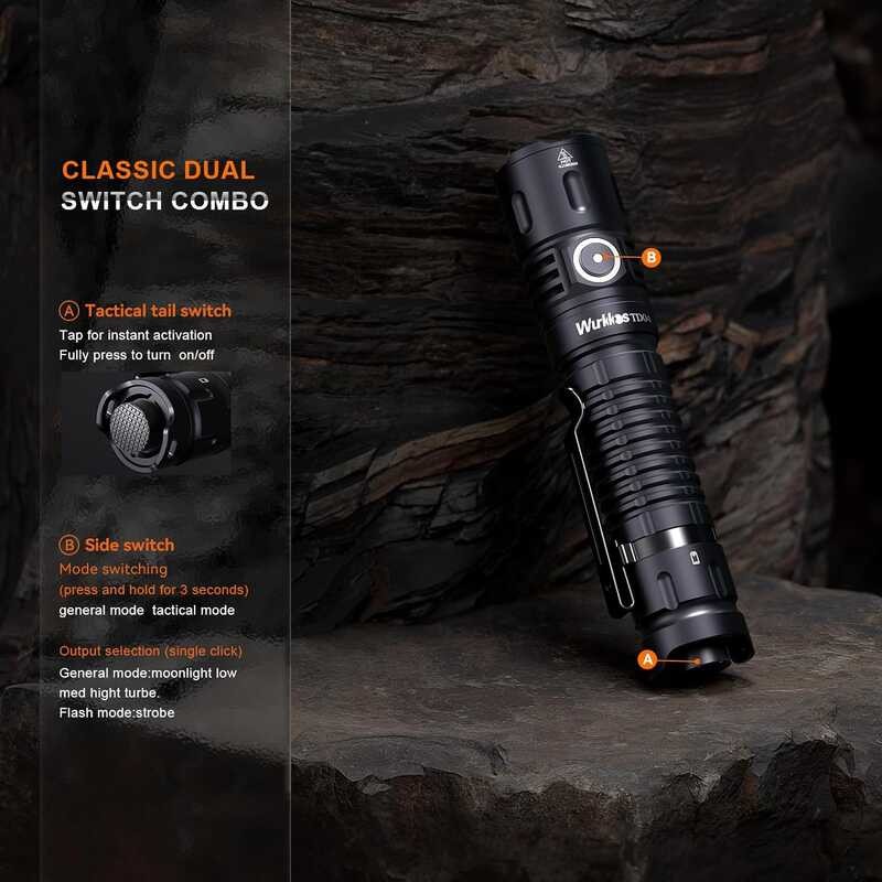 Td04 Wurkkos 21700 Rechargeable Two Mode Group Tactical Xhp50d HI Flashlight Usb-C 3000 Lm Torch ...