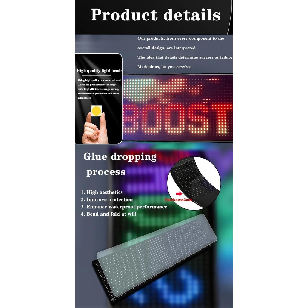 Dynamic Devil's Eye Truck Windshield Scrolling Advertising LED Car Sign RGB DIY App Control LED ...