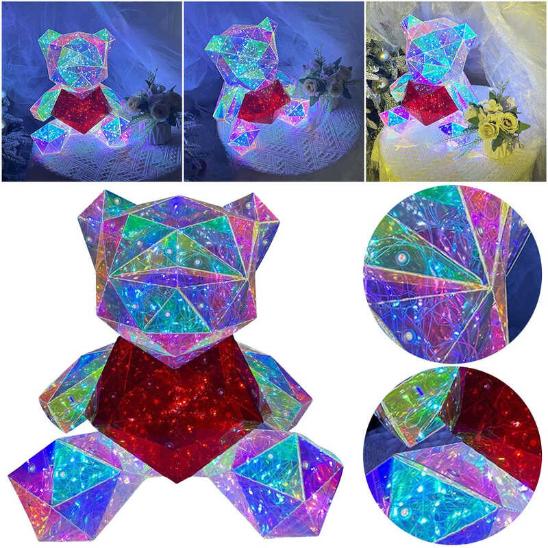 LED 20Cm Light Up Romantic Surprise Lamp Colorful Red Heart Bear ...
