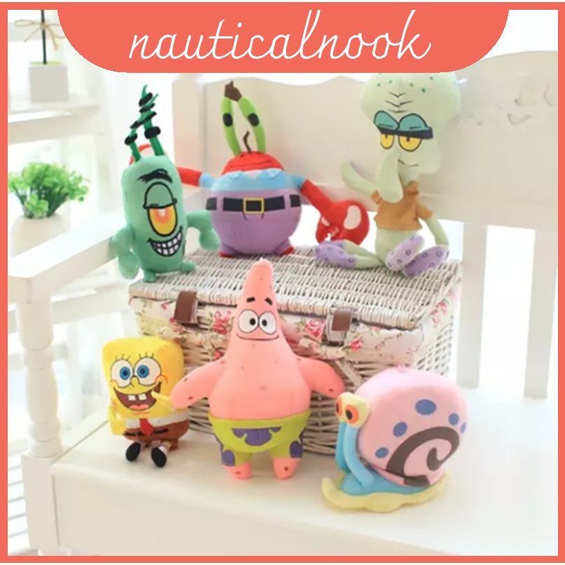 Cute Short Plush Cartoon Octopus Crab Starfish Snail Spongebob Set Toy ...