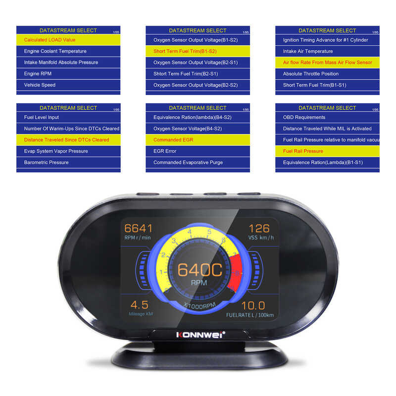 Vehicle KONNWEI Computer Code Reader Obd2 HUD Diagnostic Tool Scanner ...