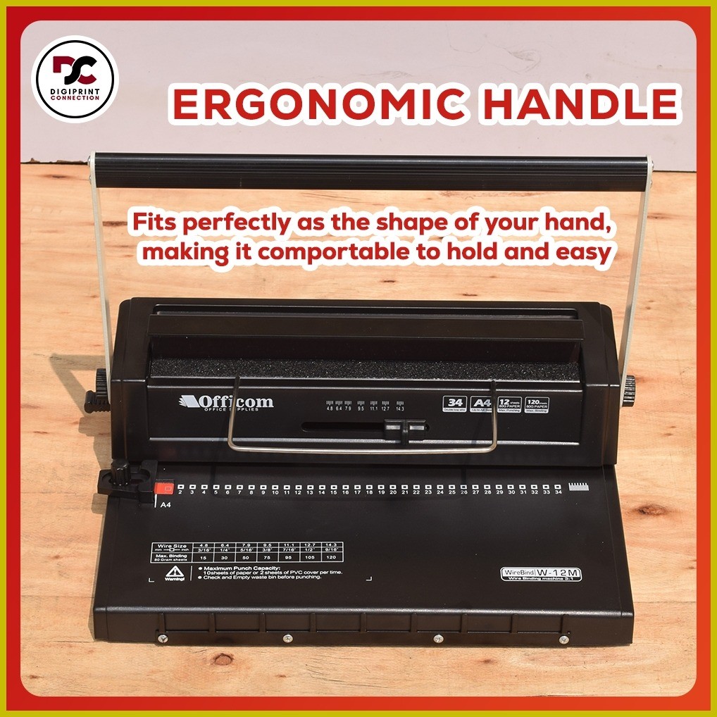 OFFICOM Wire Binding Machine A4 W12M Heavy Duty Binder Double Loop Wire ...