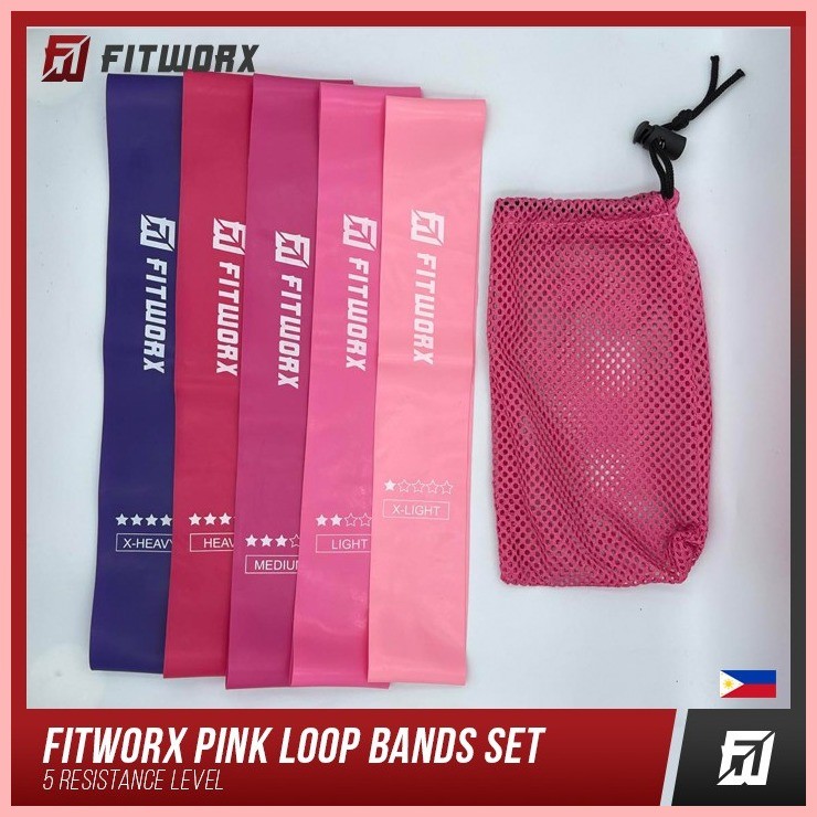 Fitworx 5 pcs Pink Loop Bands Resistance Band Flex band booty band ...