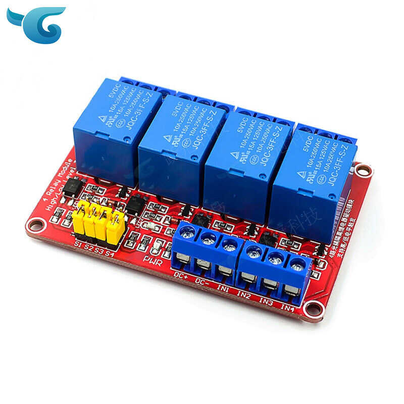 Red board 4-channel relay module 5V 12V with optocoupler isolation high ...
