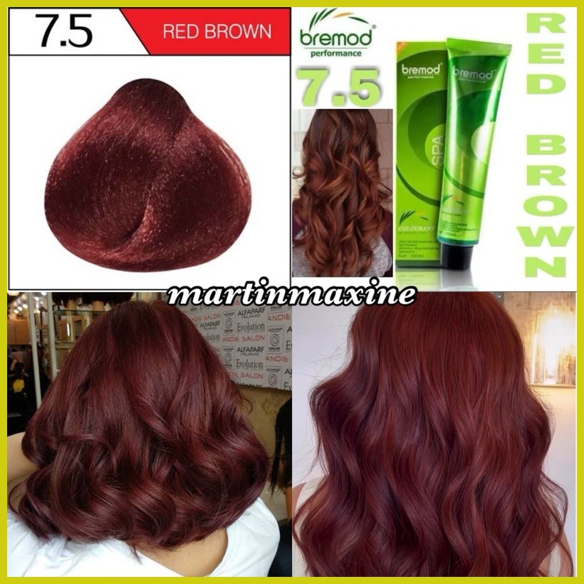 100% ┗ ๑ Bremod hair color 7.5 Red Brown ( hair color ) | Shopee ...