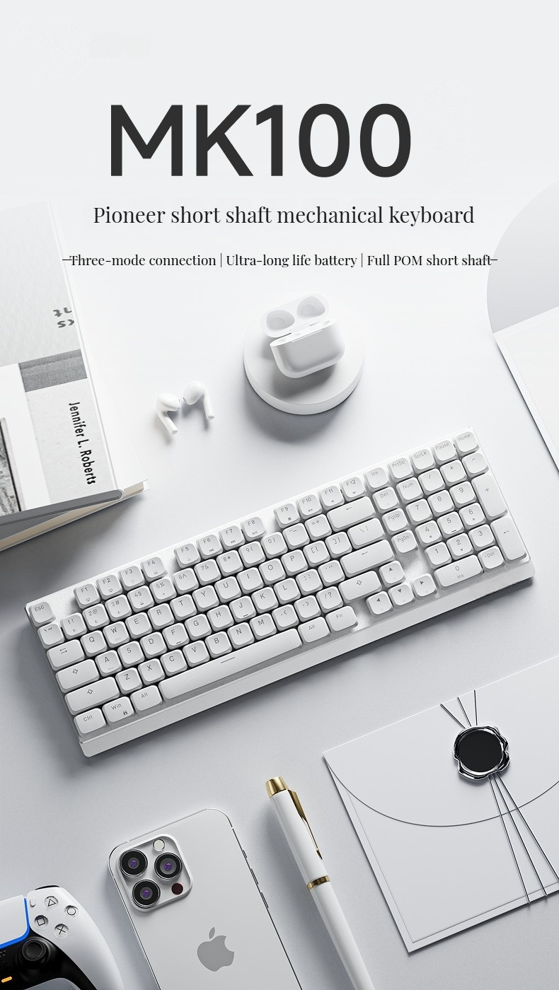 Mk100 Wireless Keyboard - Low-Profile | Tri-Mode BT/2.4G | Slim ...