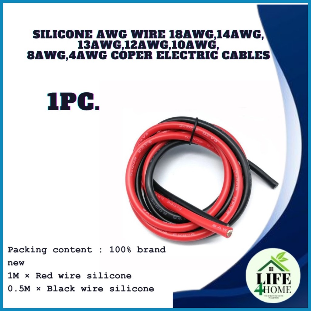 4 AWG 8 AWG 10 AWG 12 AWG 13 AWG Gauge Wire Silicone Flexible Cable Red ...