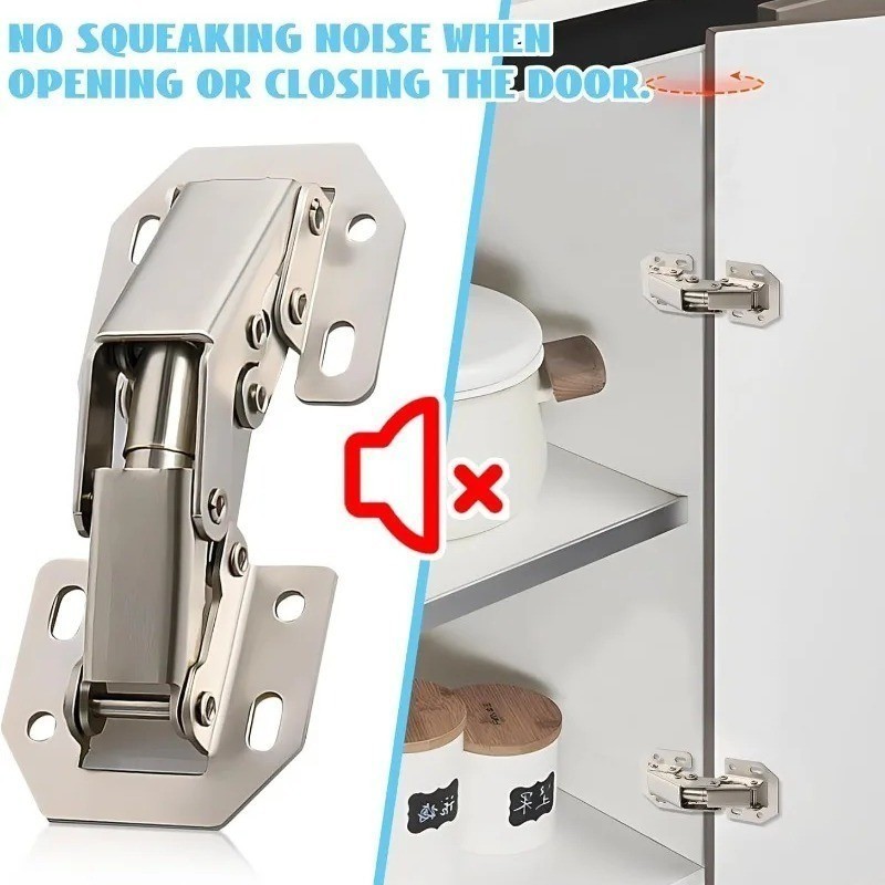 1/3/5Sets Cabinet Hinges with Screws / No-Drilling Noiseless Hidden Cabinet 90 Degree Hinge ...
