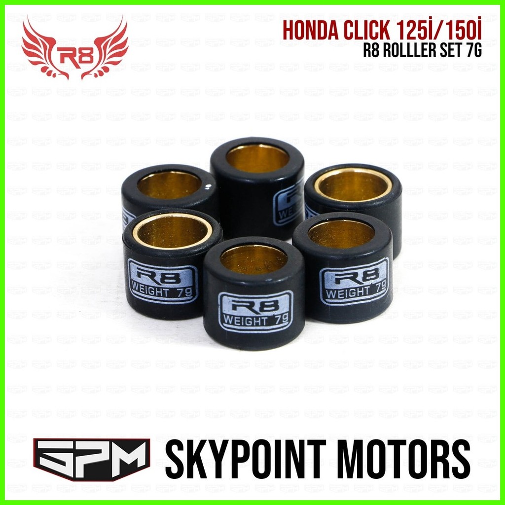 R8 ORIGINAL ROLLER WEIGHT / FLYBALL SET (6 PIECES) 7G FOR HONDA CLICK ...