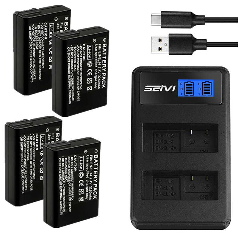 128 En-El14a En-El14 BATTERY 2250Mah Para YIQI Kay Nikon D5500 D5600 ...