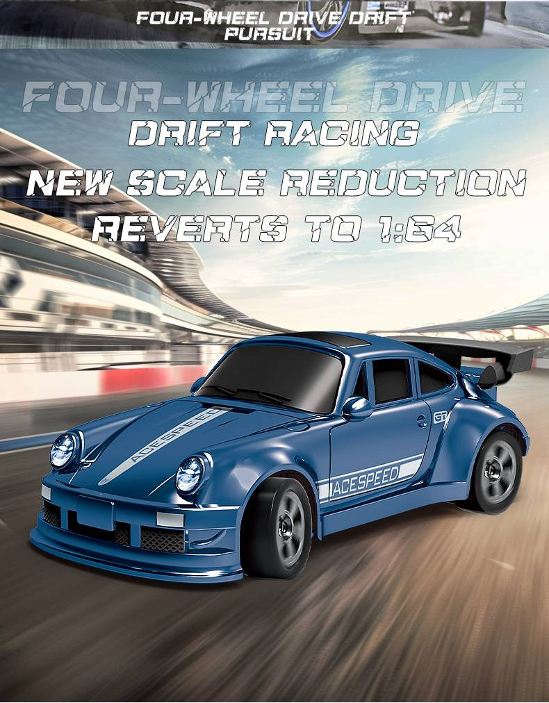 1:64 MINI RC Car 4WD High Speed Proportional Throttle Steering Remote ...