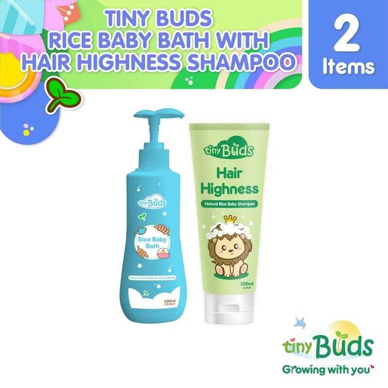 Tiny Buds Rice Baby Bath 350Ml With Hair Highness Shampoo 200Ml (2Pc Bundle) | Shopee Philippines