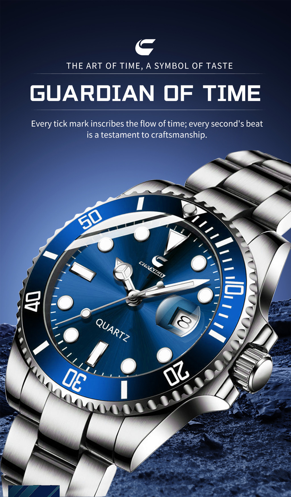 CHAXIGO Men's Watch Luminous Waterproof Role Green Ghost Element Watch ...