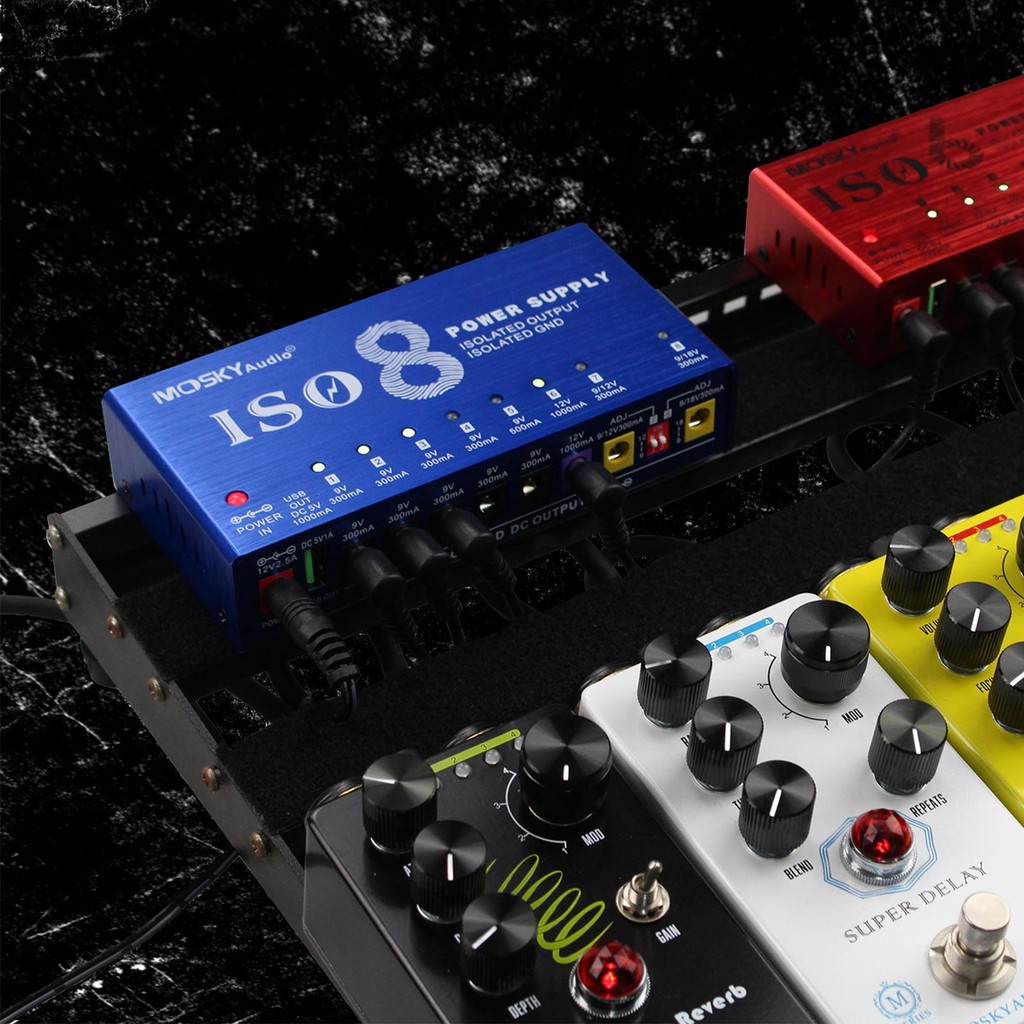 MOSKYAUDIO Guitar Pedal ISO 8 Power Supply 8-way Independent Isolated ...