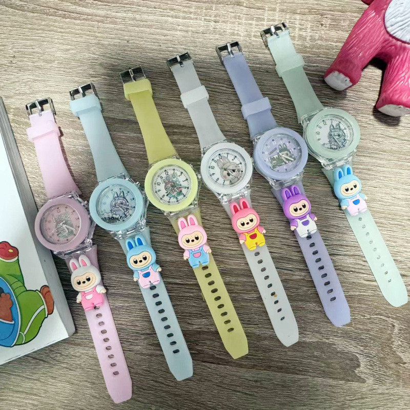 LABUBU Cartoon Monster Kids Candy Colored Silicon Strap Watch 3D ...