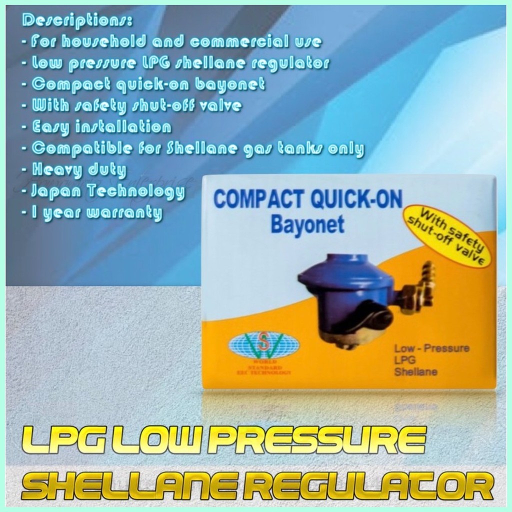 World Standard Low-Pressure Shellane Gas Regulator w/ Safety Shut-Off ...