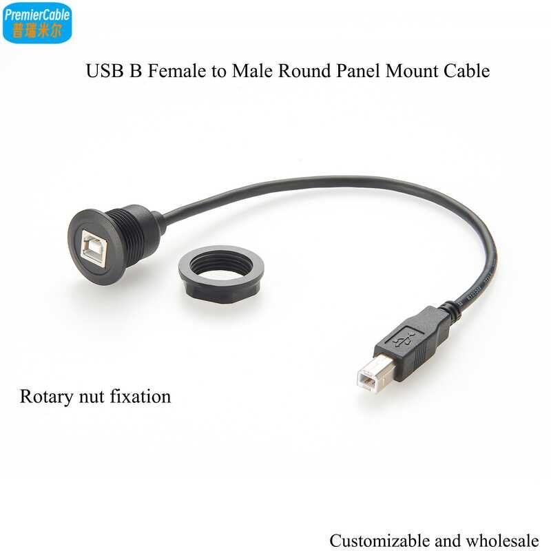 Extension Converter Cable 22mm round panel mount extension cable USB B ...