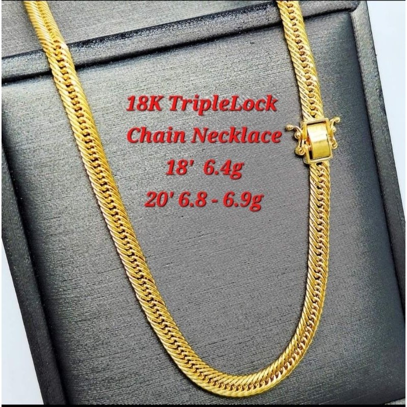 18K Saudi Gold Triple Lock Chain Necklace (nasasangla) | Shopee Philippines