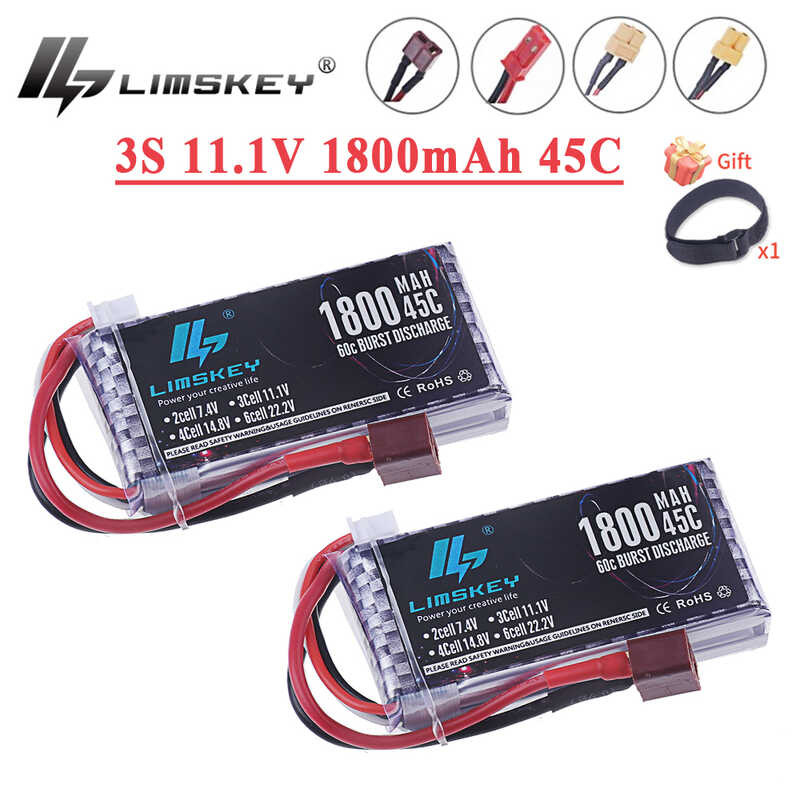 3 LIMSKEY 2 3S Lipo 1800Mah 45C Car Para Sa FPV RC Drones Boats Remote ...