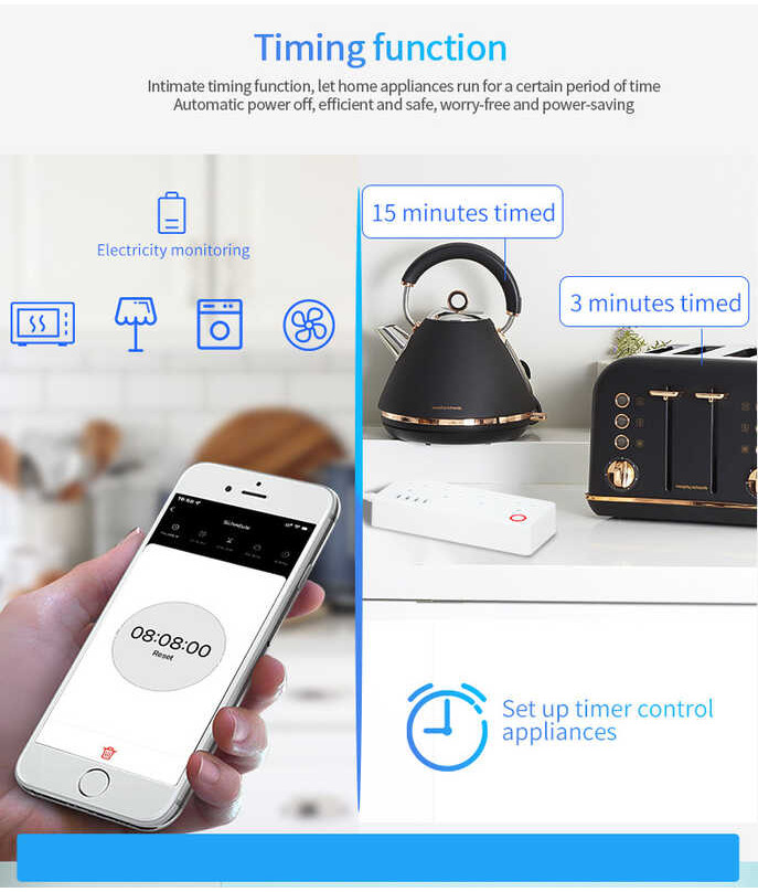 LY Tuya Wifi Smart Strip UK Plug Power Monitor 4Ac Socket 4Usb 13A 1.8M ...