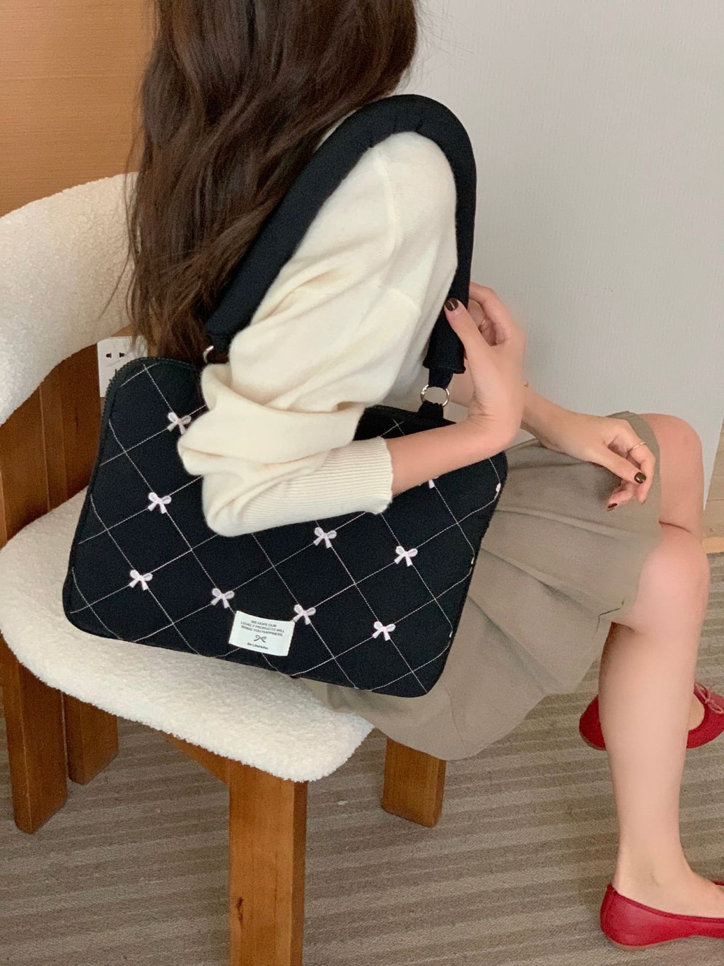 Laptop Bag Ins Bow Shoulder Shockproof Tablet Liner Protective Case for 13.3 13.6 14.1 15 15.6 ...