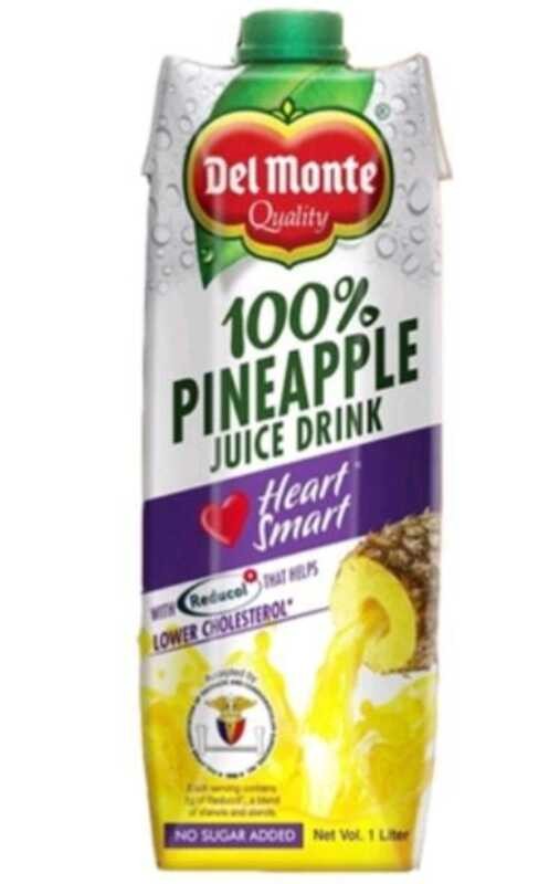 DEL MONTE 100%Pineapple Juice, HEART SMART 1 Liter. 7B7 | Shopee ...