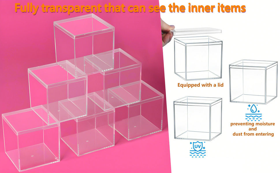 5 PCS Square Clear Plastic Storage Container 5.5x5.5cm, PS Material ...