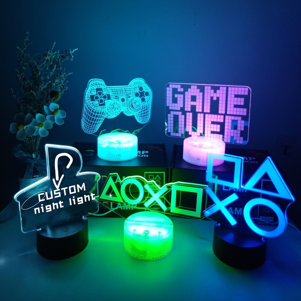 3D 9A NEW Night Lamp Gaming Room Desk Setup Lighting Decor On The Table ...
