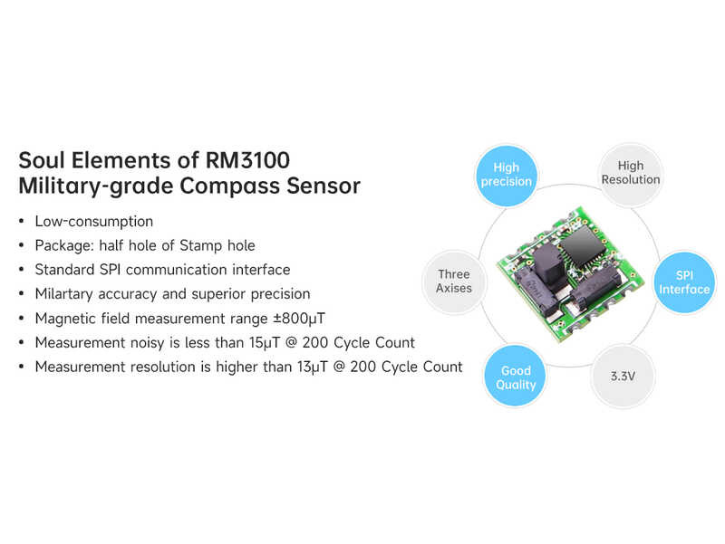 PNI WitMotion RM3100 Industry Magnetometer Sensor, Output 3-axis Magnet ...