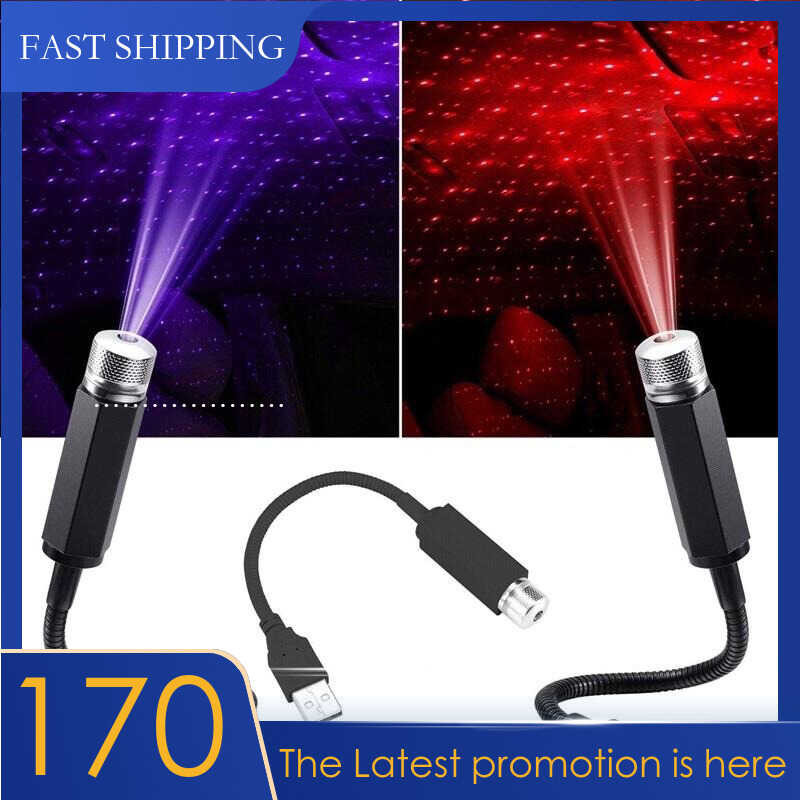 Universal USB LED Star Projector Neon Atmosphere Ambient Lamp Car Roof ...