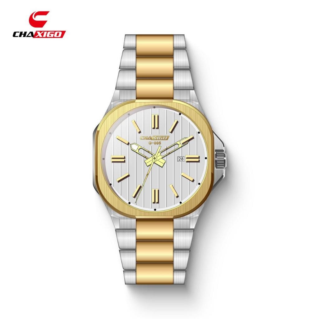 CHAXIGO Casual Quartz Men Watches Luxury Steel Strap Date Time ...