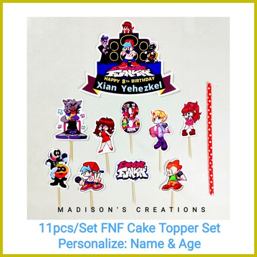 11pcs/Set FNF Friday Night Funkin' Cake Topper/Banner (Personalize ...
