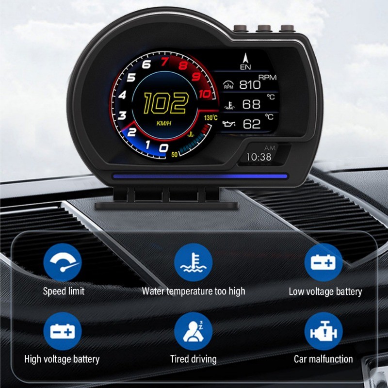 P6 OBD+GPS Dual System Head Up Display Car HUD Gauge Digital Obd2 Meter ...