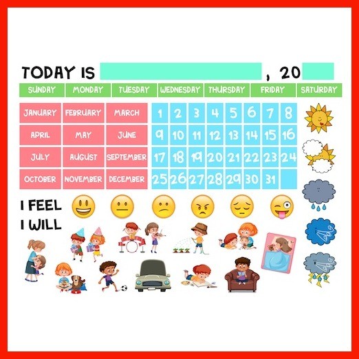 Daily Calendar Day Date Weather Feelings Activities for KIDS ...