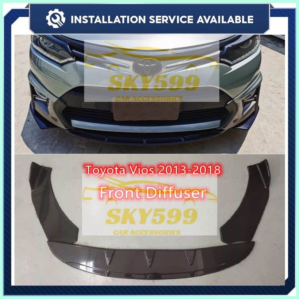 Toyota Vios 2013-2018 Front Bumper Diffuser Lip Wrap Angle Splitters ...