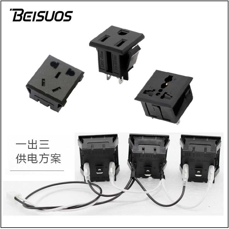 AC power socket wiring with wire, national standard, American standard ...