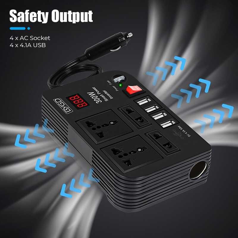 Protection Overload Car Inverter Sockets 4 USB Ports On/Off Switch With ...