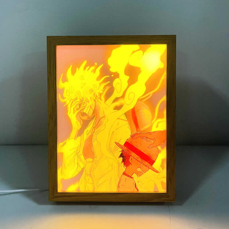 3D LED Anime Light Box Monkey D. Luffy 5Th Gear Nika Frame Night Lamp ...