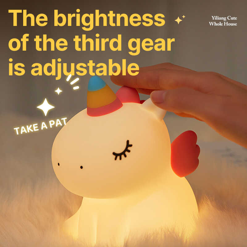 LED Night Cute Unicorn Panda Duck Silicone Touch Sensor Lamp USB ...